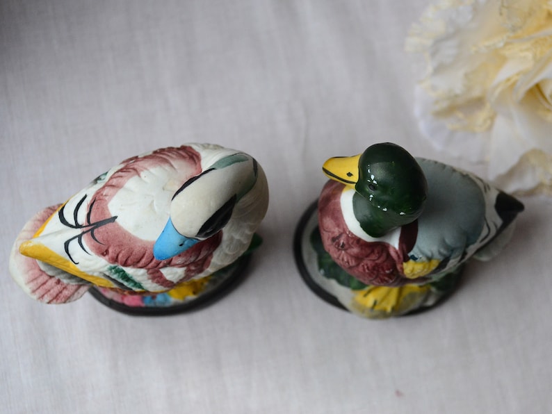Porcelain Duck Set Vintage Green Duck With Teal Ornament Bird Accent ...