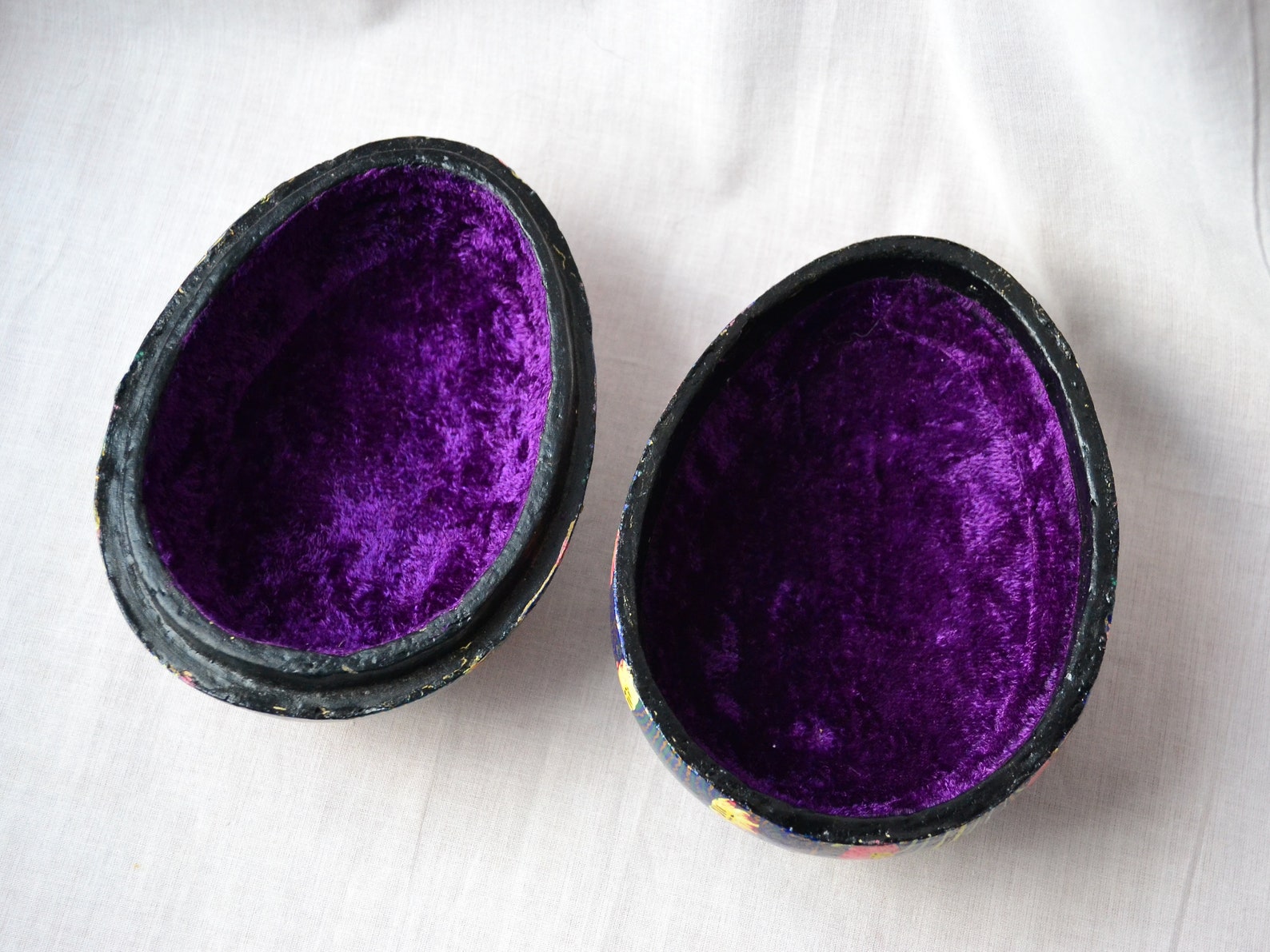 Indian Lacquered Egg Box Large Egg Box Purple Velvet Box | Etsy