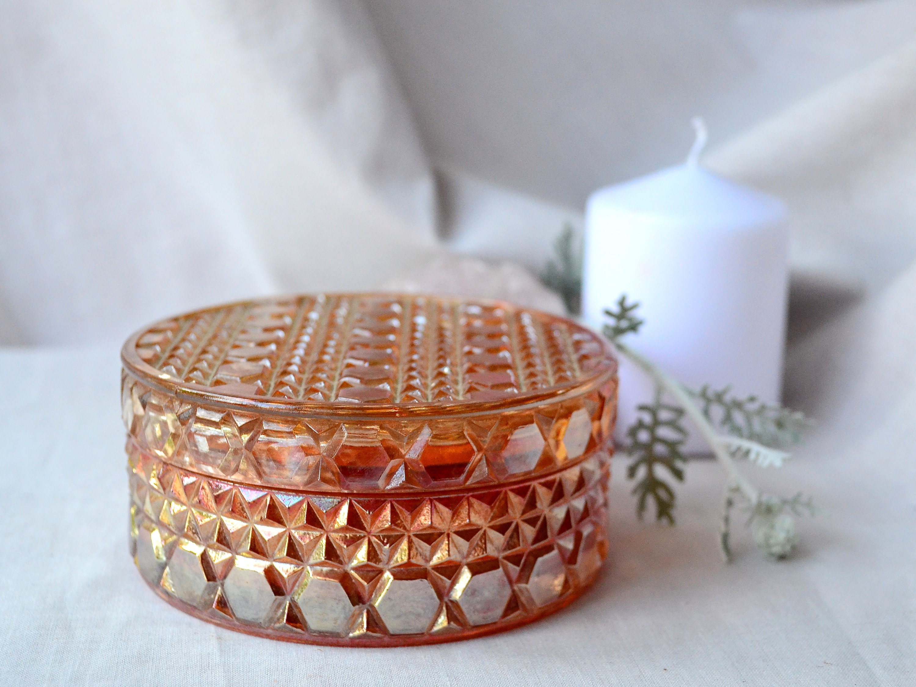 Amber glass box bohemian glass dragons breath colour brown | Etsy