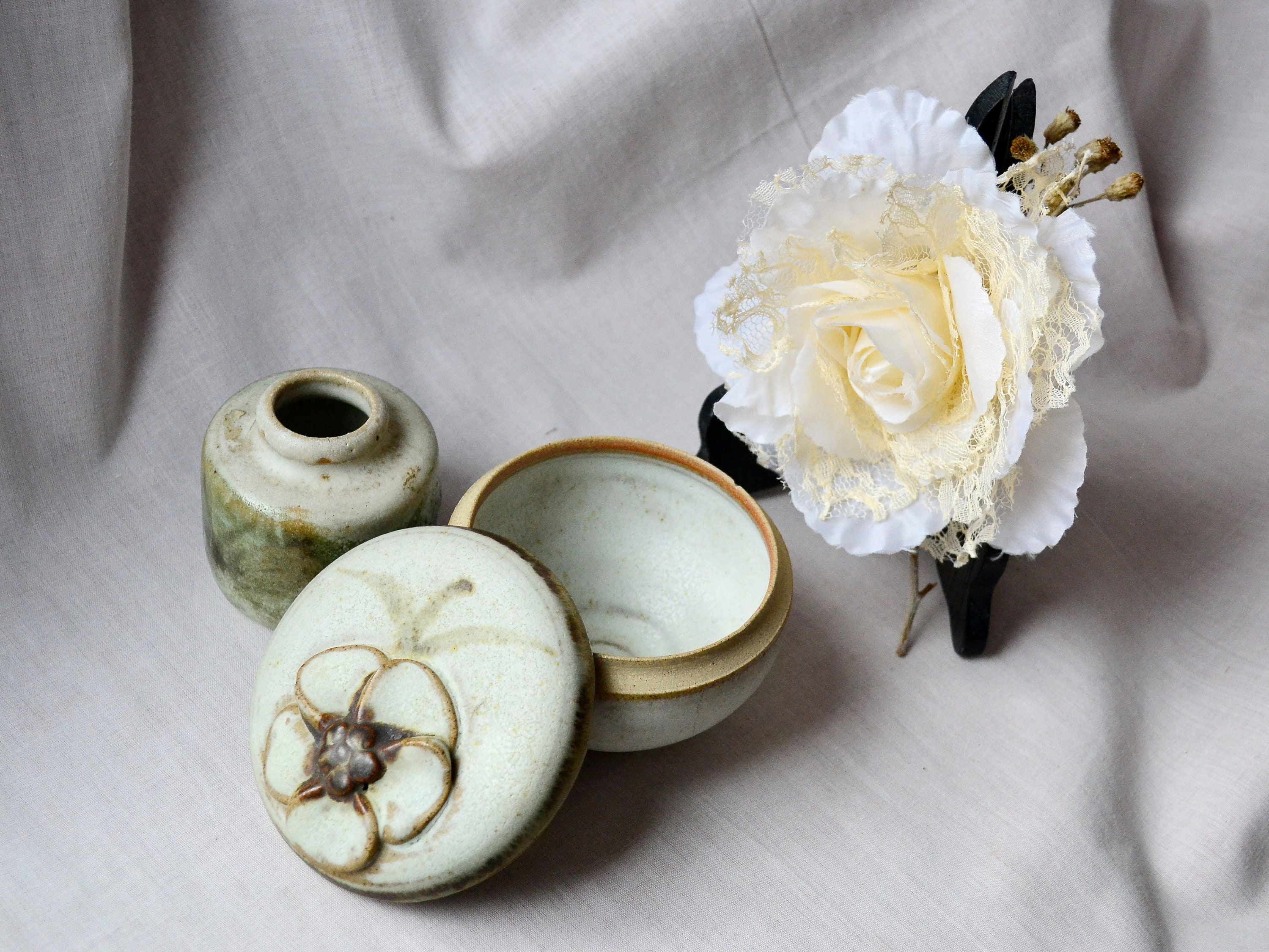 Pottery Vase and Box Set Vintage Pottery Bottel Flower Box - Etsy