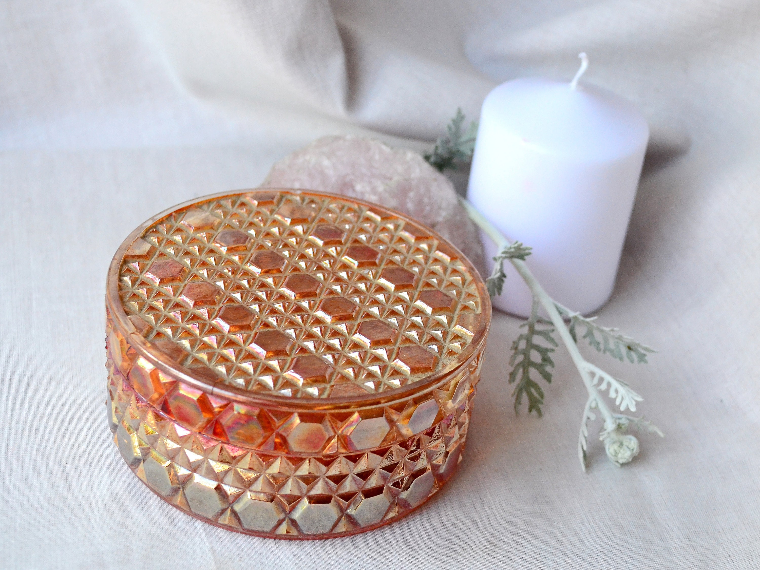 Amber glass box bohemian glass dragons breath colour brown | Etsy