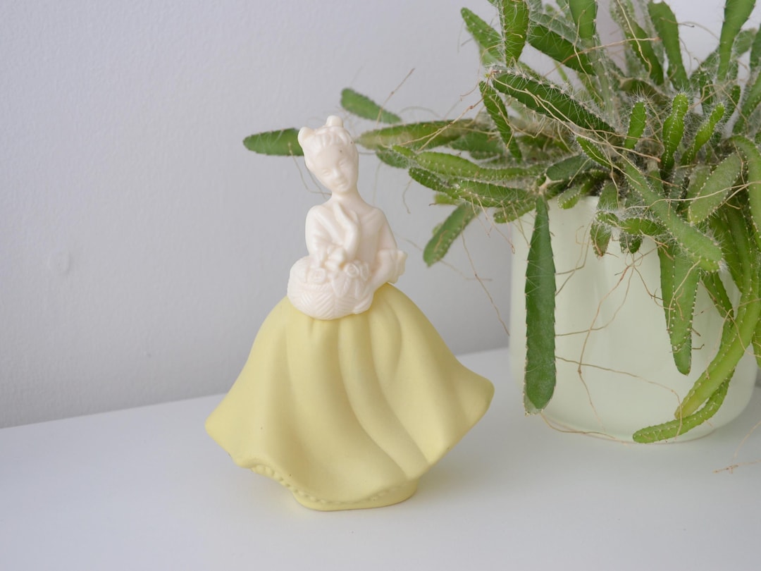Vintage Avon Moonwind Perfume Bottle Girl Flower Basket | Yellow ...