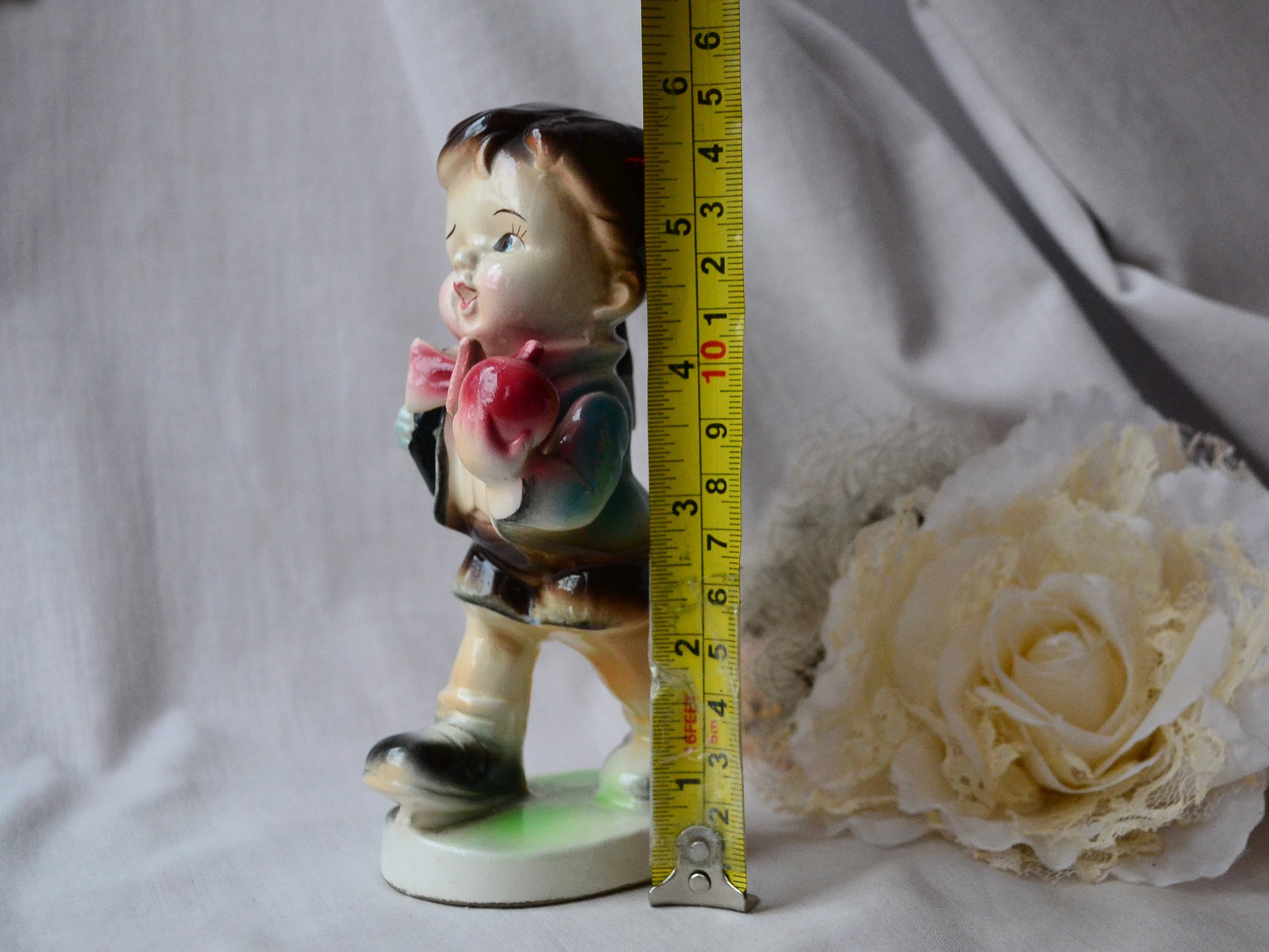 School Boy Figurine Porcelain Figurine of Boy With Apple | Etsy