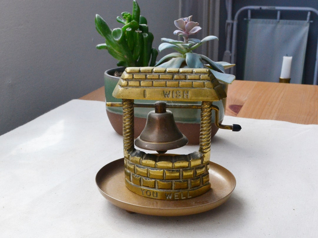Vintage Wishing Well Bell Solid Brass I Wish You Well Gift Good Luck ...