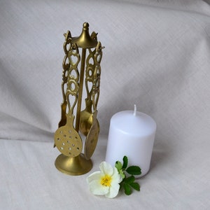 Vintage Mini Brass Kitchen Tools on Stand Set of 4 Brass Fork Brass ...