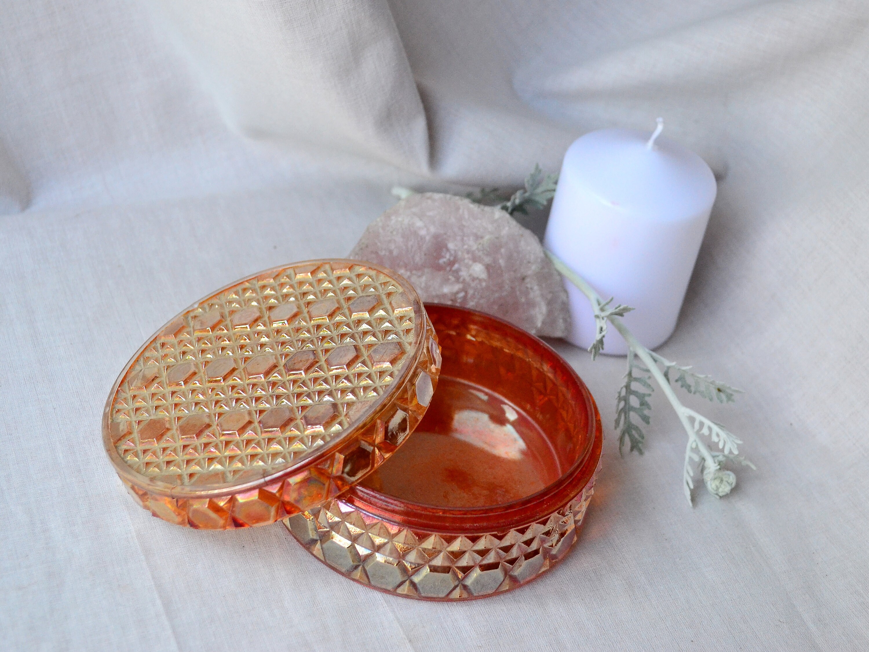 Amber glass box bohemian glass dragons breath colour brown | Etsy