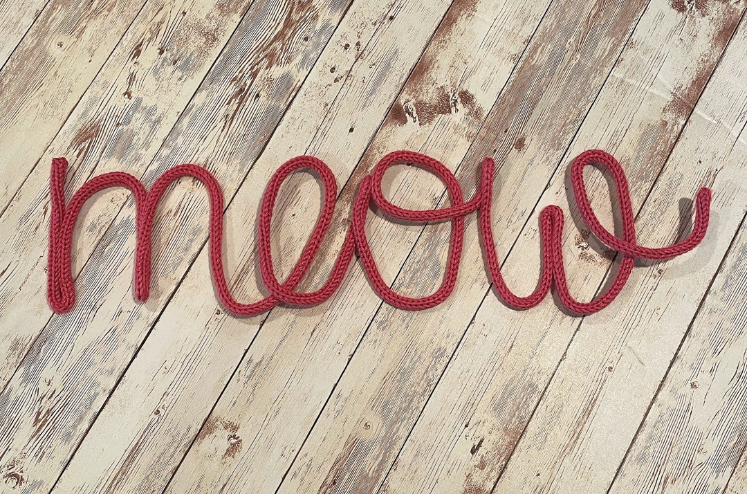 Knitted Wire Wall Hanging meow / Cat Wall Hanging / Cat Wall Decor - Etsy