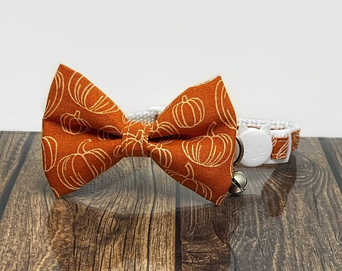 Fall / Halloween Cat Collar With Bow Tie pumpkin - Etsy