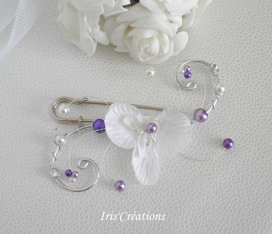 Attach Train Elisa White Orchid Pearls White Purple Parma and Swarovski ...