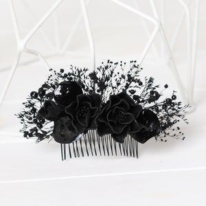 Black Gothic Hair Comb, Black Goth Wedding Hair Accessories, Black ...