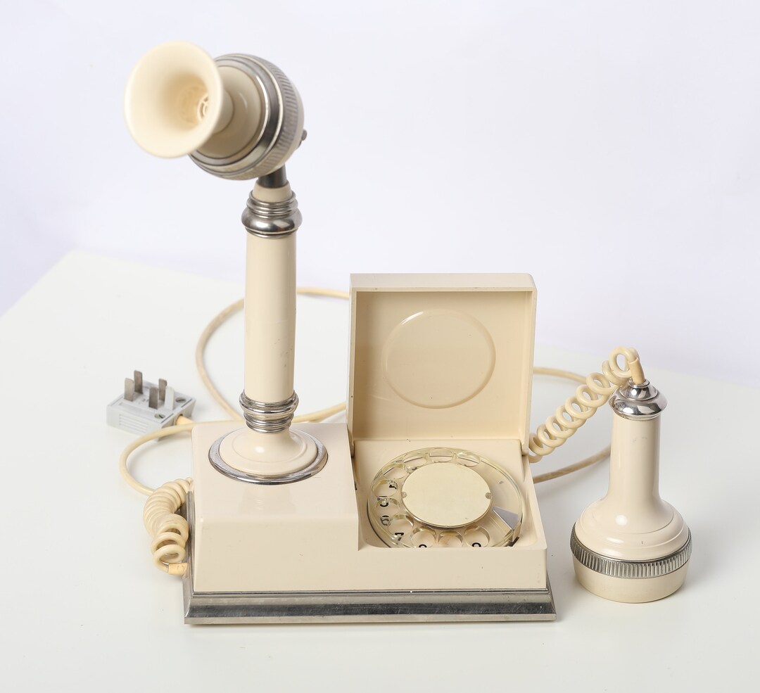 Vintage Rotary Telephone Ivory Telephone Telephone Retro Old Telephone ...