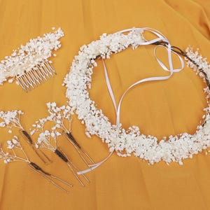 Baby's Breath Flower Crown Natural Bridal Hair Wreath Preserved Baby's ...