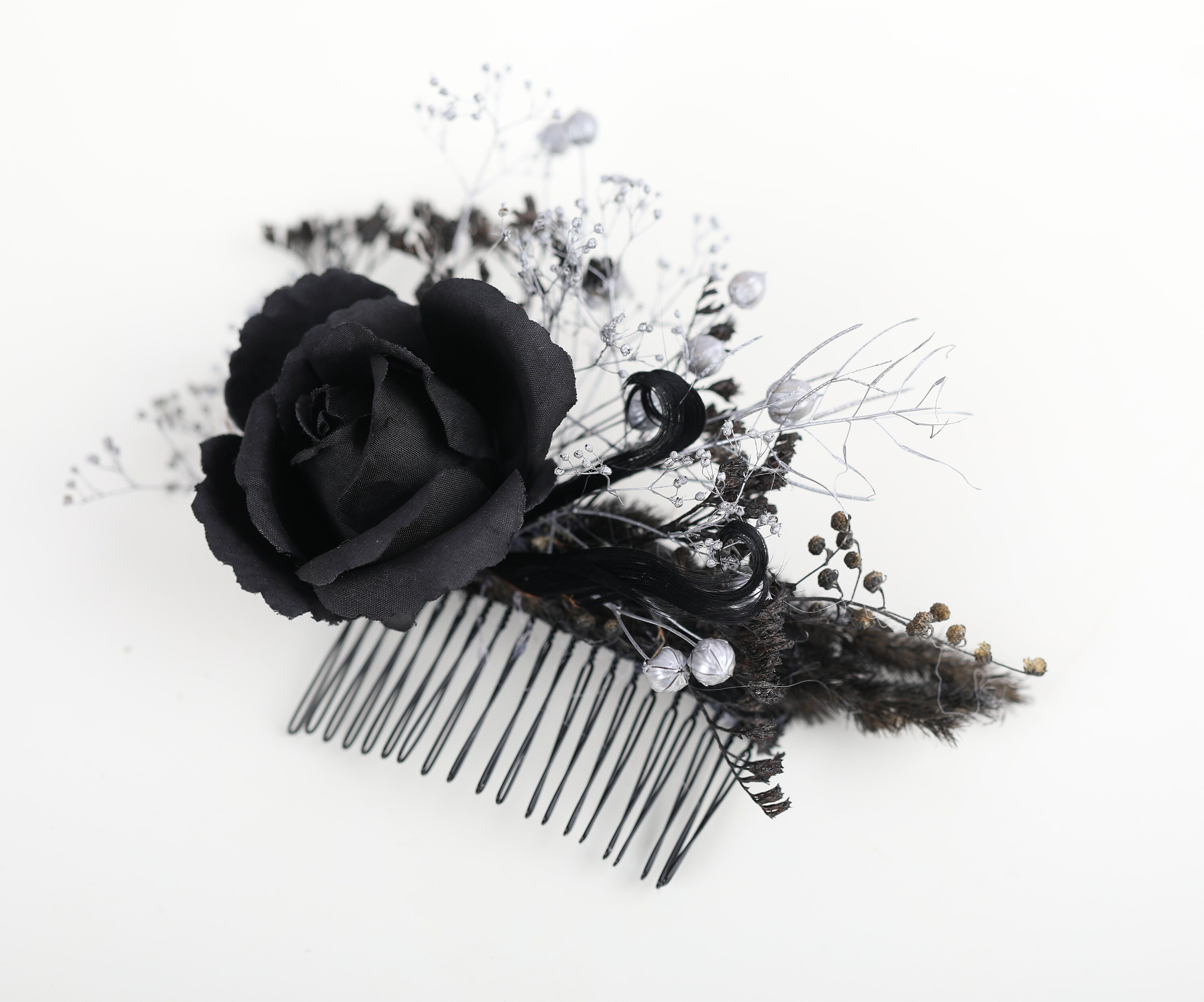 Black Silver Gothic Hair Comb, Black Gothic Wedding Hair Accessories ...