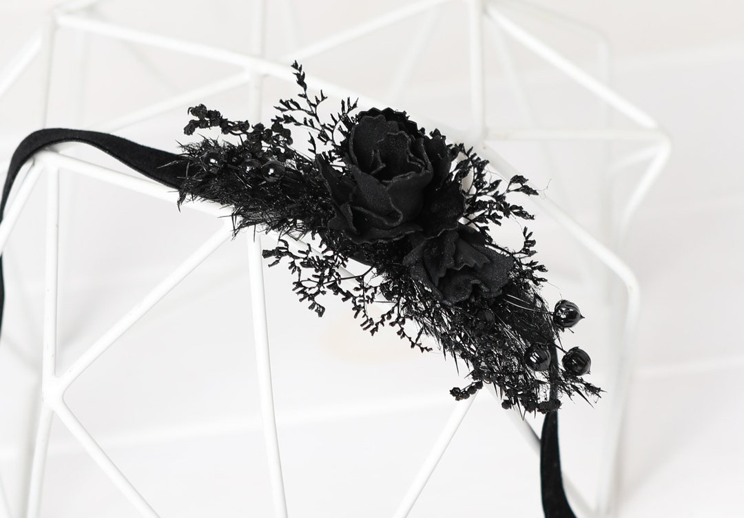 Black Gothic Boutonniere and Corsage, Black Goth Corsage, Gothic ...