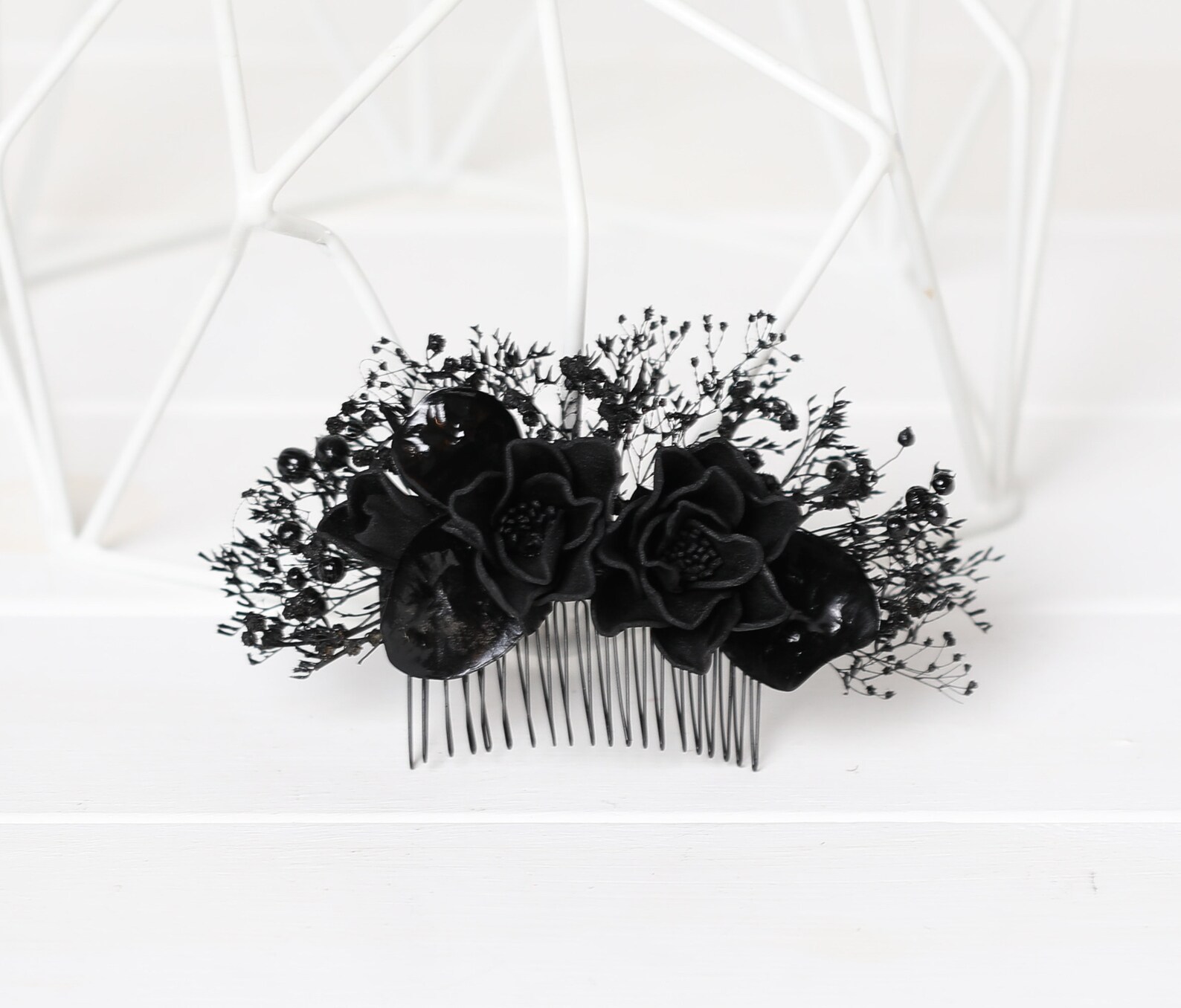 Black Gothic Hair Comb, Black Goth Wedding Hair Accessories, Black ...