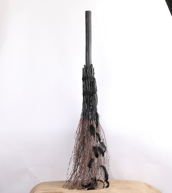 Witch Broom With Feathers Wizard Broom Jumping Broom Magic | Etsy