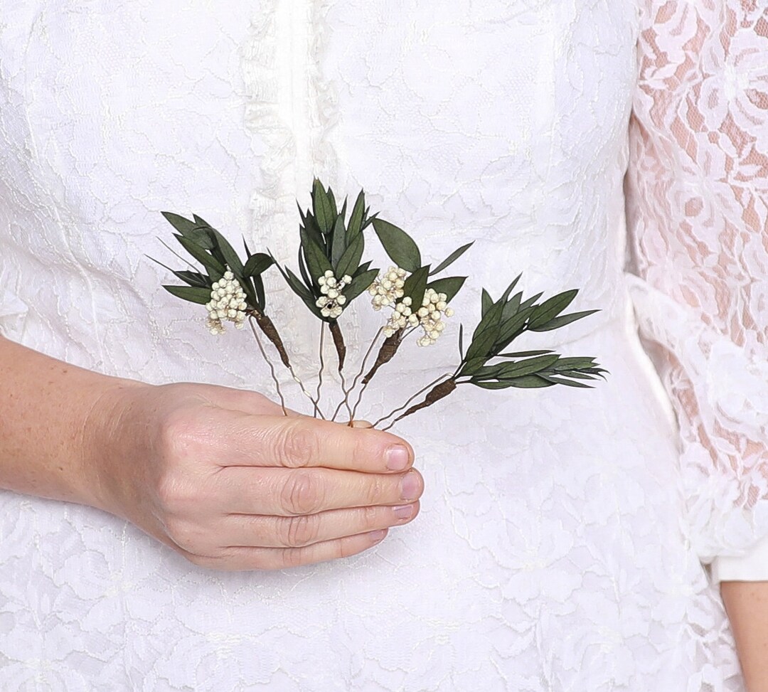 Greenery Bridal Hair Pins With Leaves Greenery Flowers Hair Pieces ...