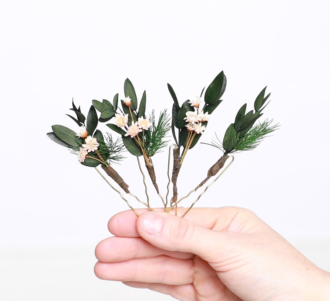 Greenery Bridal Hair Pins With Leaves Greenery Flowers Hair Pieces ...