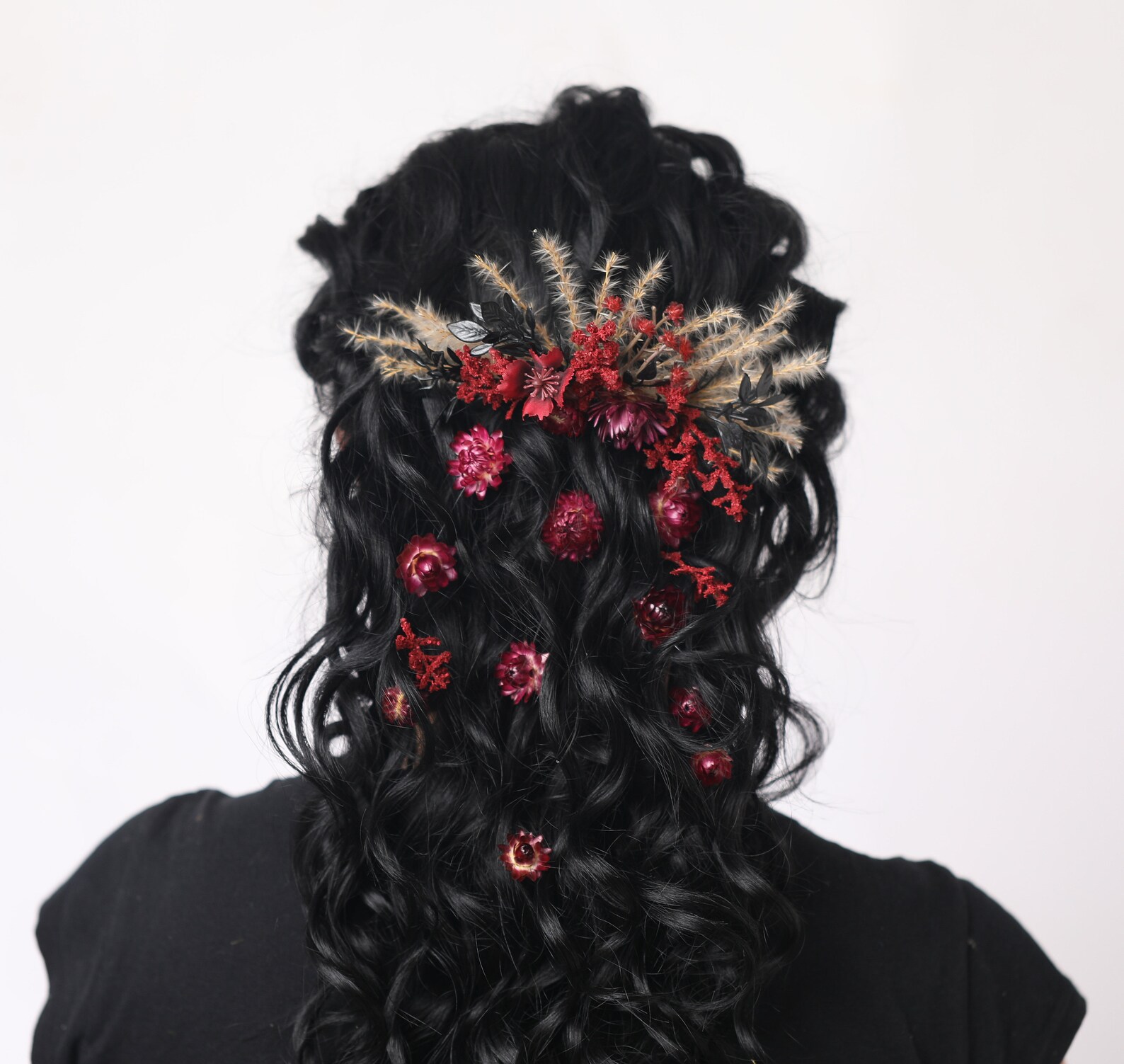 Burgundy Black Gothic Hair Comb, Black Gothic Wedding Hair Accessories ...