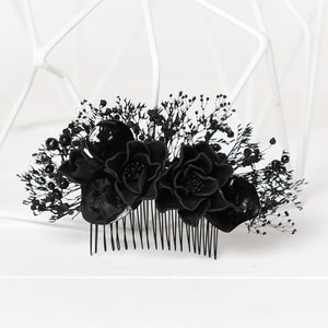 Black Gothic Hair Comb, Black Goth Wedding Hair Accessories, Black ...