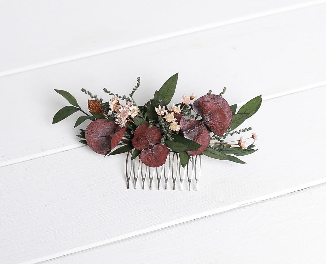 Rust Eucalyptus Greenery Bridal Hair Comb Greenery Ivory Flowers ...