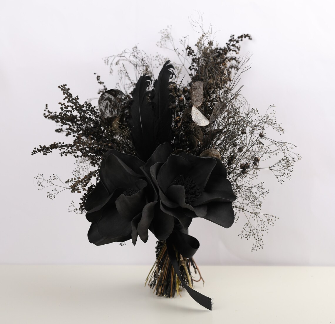 Black Gothic Wildflower Bouquet Gothic Wedding Bouquet With - Etsy