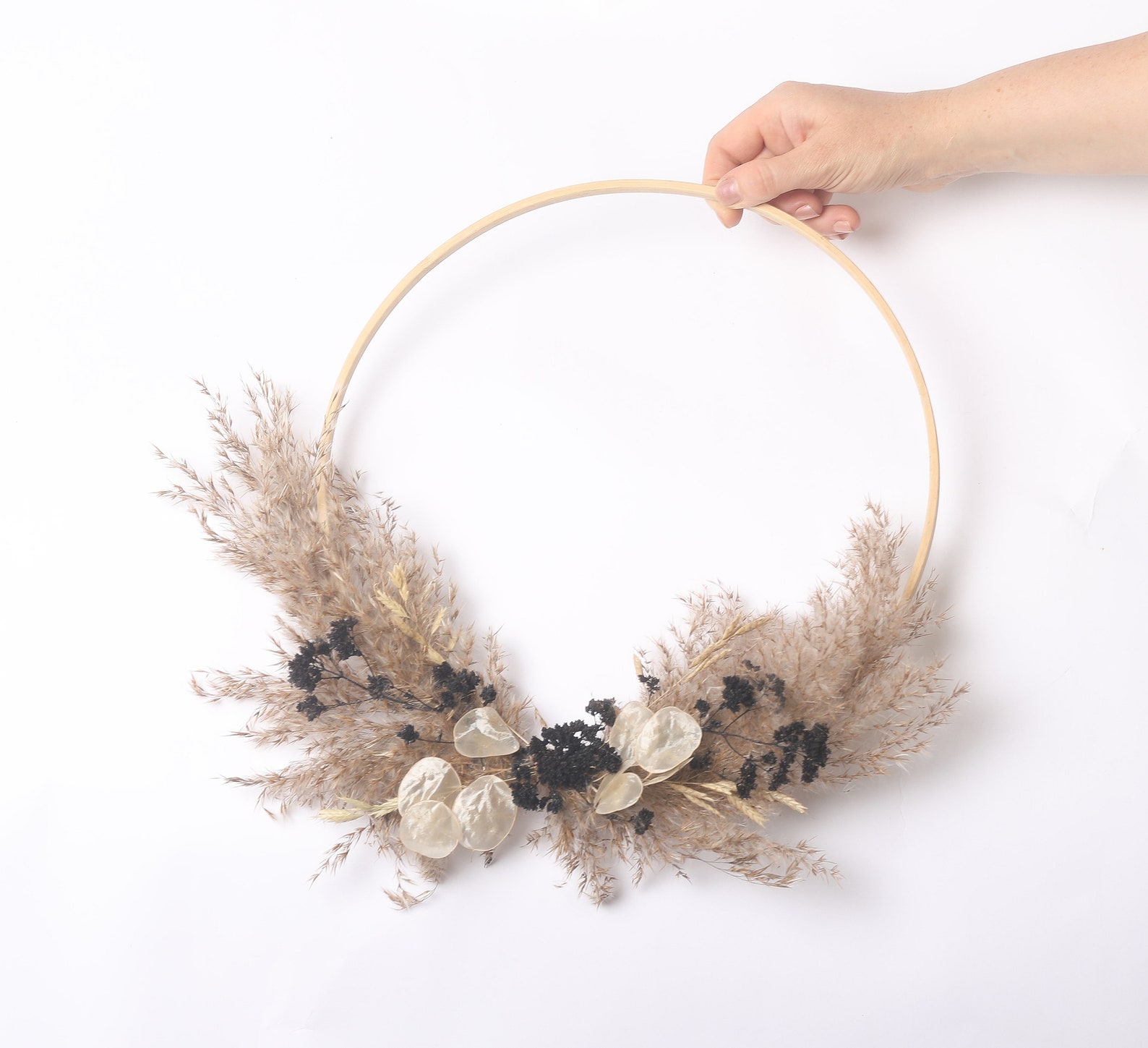Dried Lunaria Wreath Dried Flowers and Pampas Grass Hoop | Etsy
