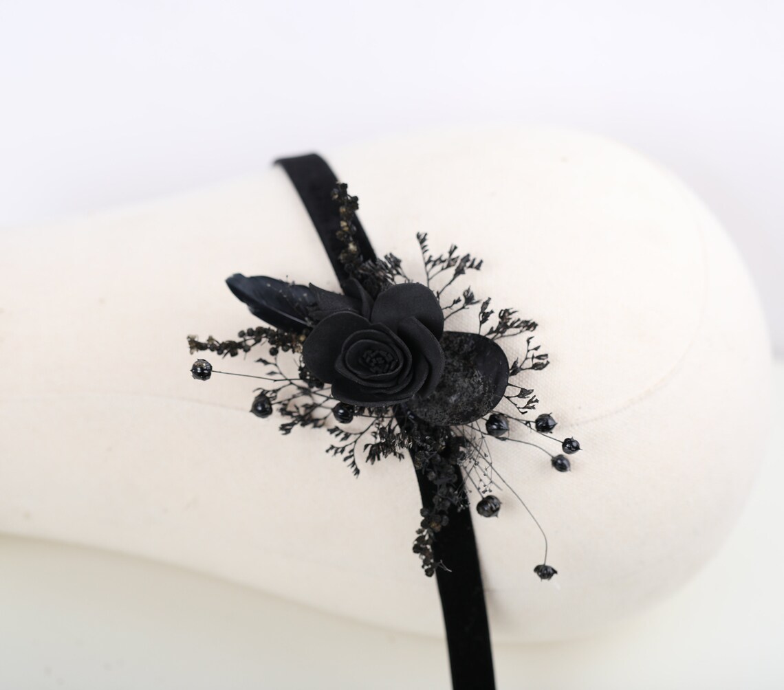 Black Goth Corsage, Gothic Wedding Corsage, Black Corsage, Black Flower ...