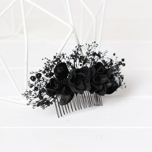 Black Gothic Hair Comb, Black Goth Wedding Hair Accessories, Black ...