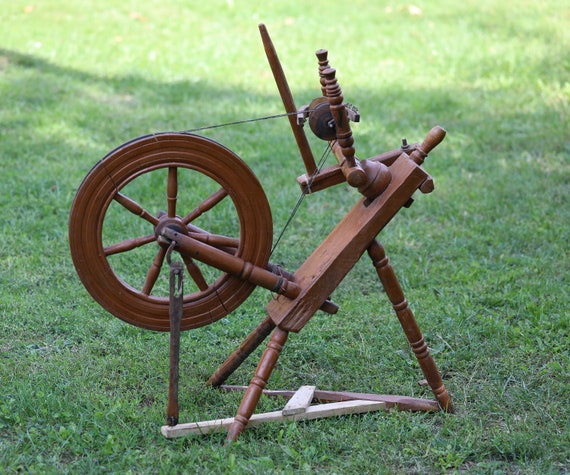 Spinning Wheel Vintage Wood Tool Wooden Spindle Decorative - Etsy