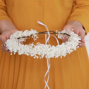 Baby's Breath Flower Crown Natural Bridal Hair Wreath Preserved Baby's ...