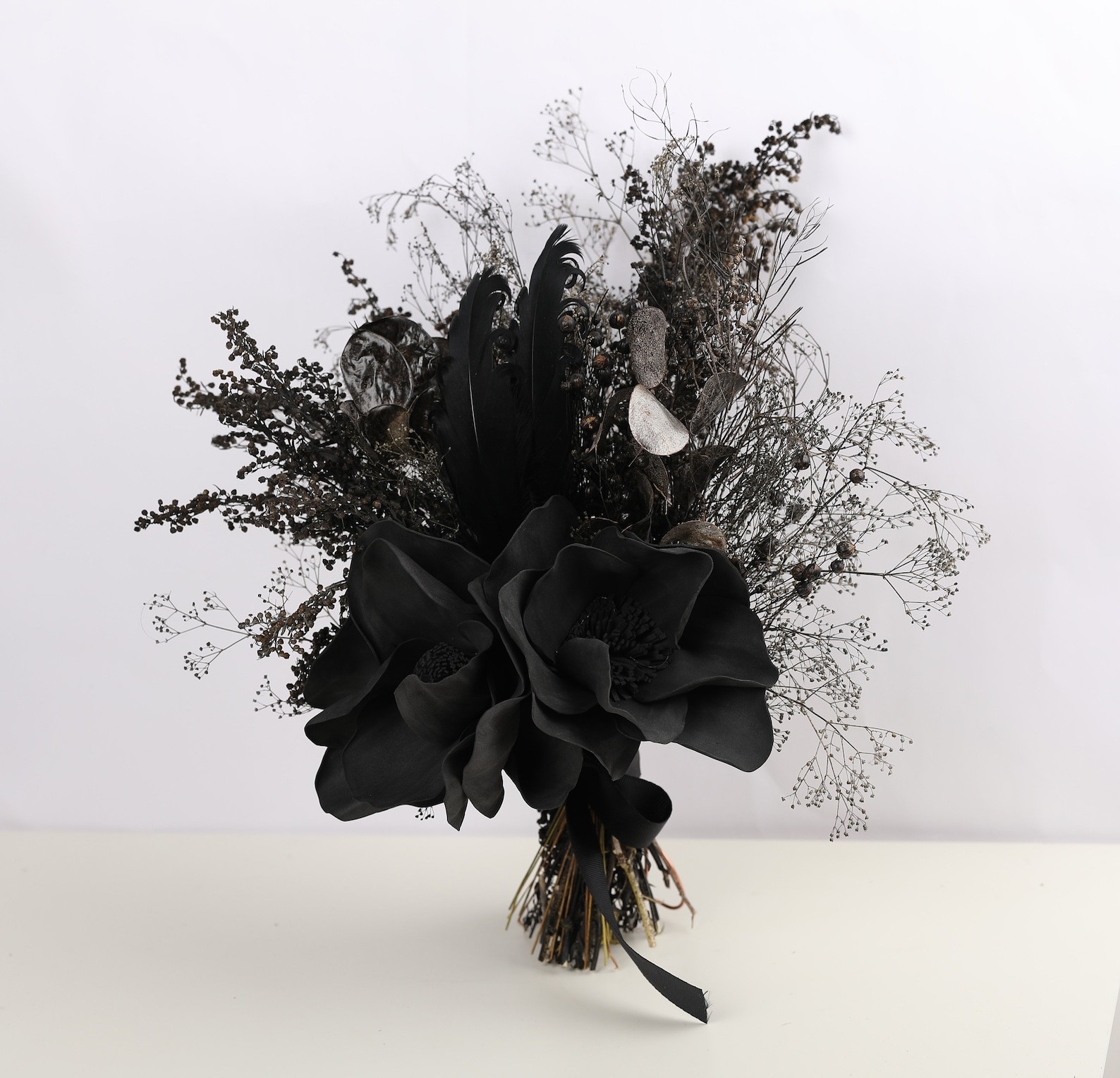Black Gothic Wildflower Bouquet, Gothic Wedding Bouquet With Black ...