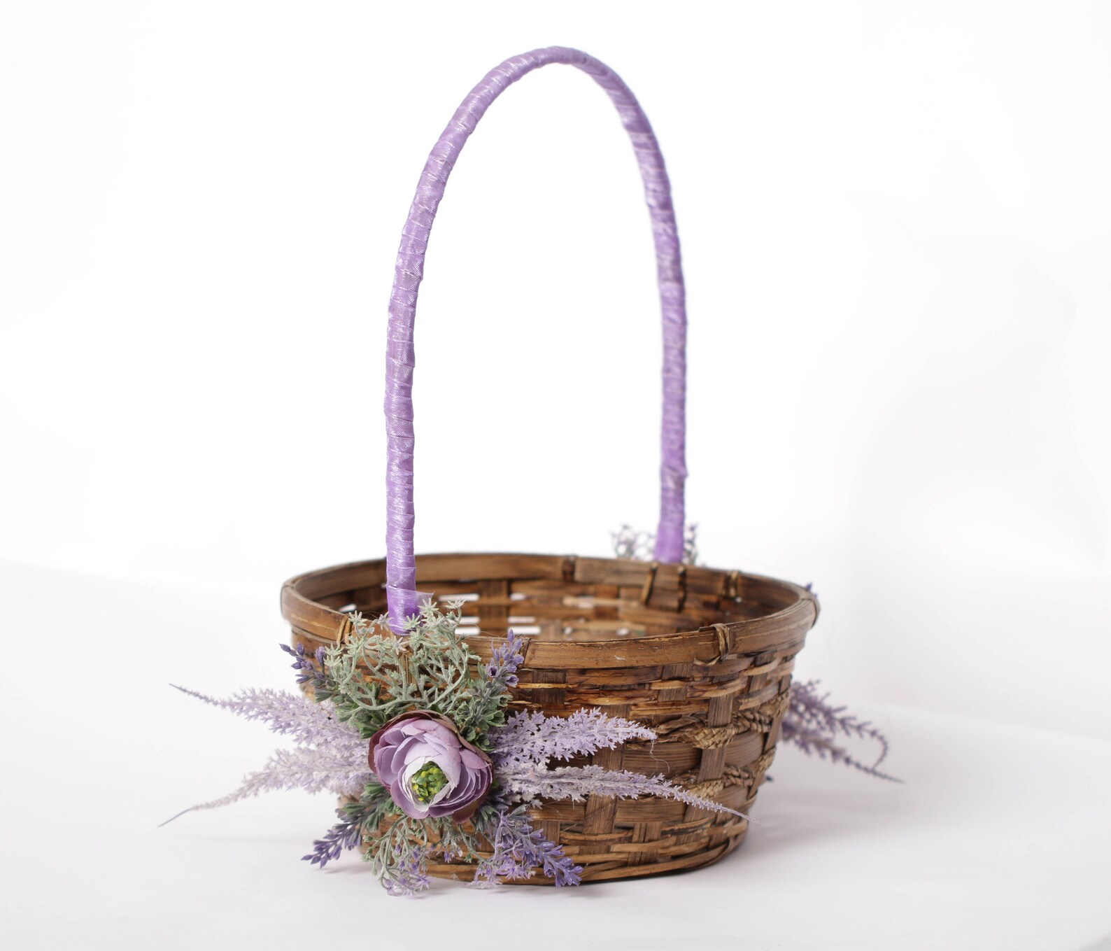 Purple Wedding Basket, Purple Easter Basket, Flower Girl Basket, Rustic ...