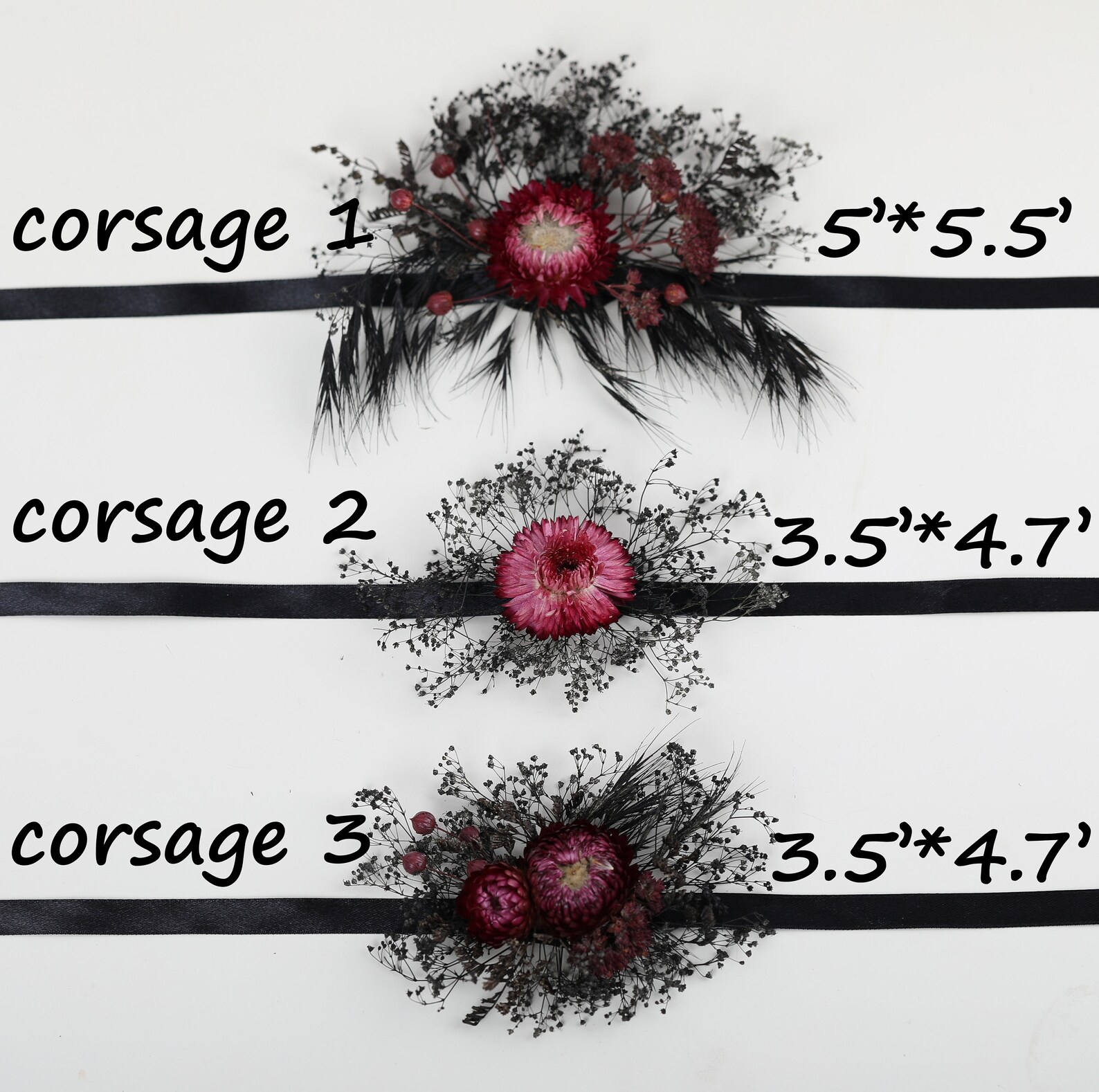 Black Burgundy Corsage, Gothic Wedding Corsage, Burgundy Flower Corsage ...