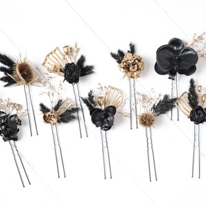 Black Gold Wildflower Bouquet, Gothic Wedding Bouquet With Gold Ginkgo ...