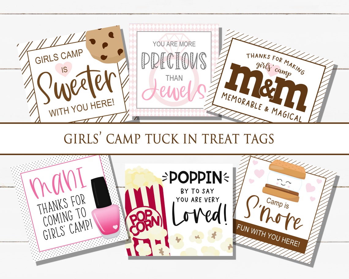 Girls' Camp Tuck In Treat/Gift Tags DIGITAL DOWNLOAD | Etsy