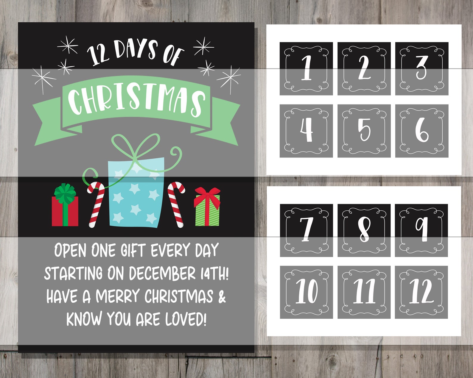 12 Days of Christmas Printable DIGITAL DOWNLOAD - Etsy