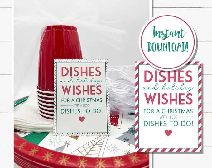 Christmas Dishes Printable Gift Tag Great for Neighbor, Friends and ...