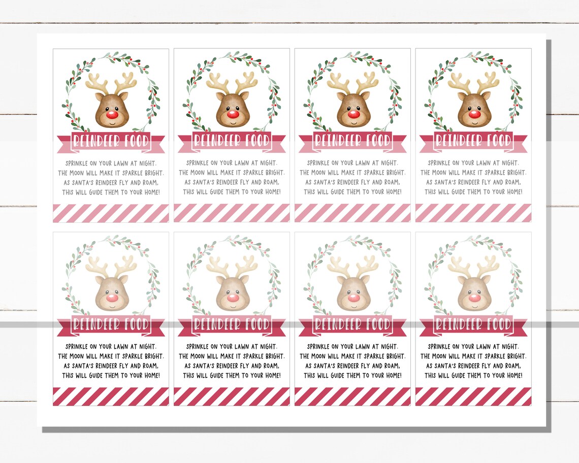Reindeer Food Gift Tags DIGITAL DOWNLOAD | Etsy