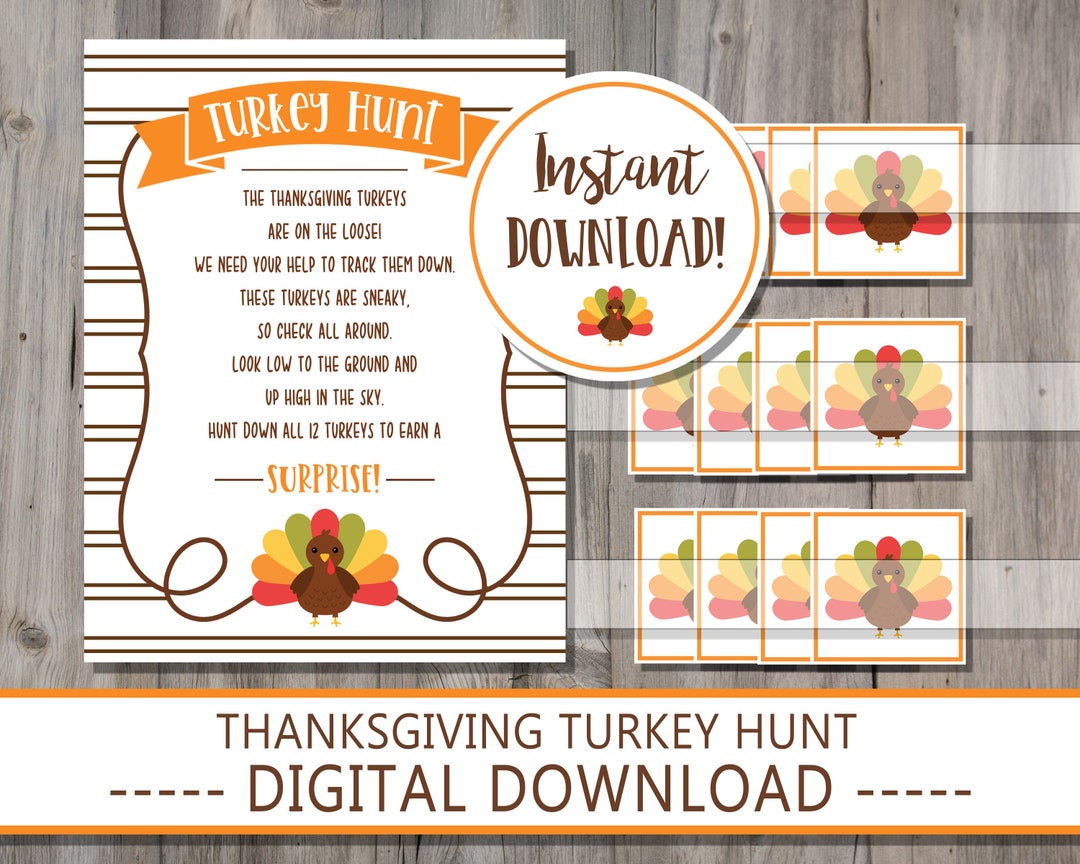 Turkey Hunt Thanksgiving Game Printable DIGITAL DOWNLOAD - Etsy
