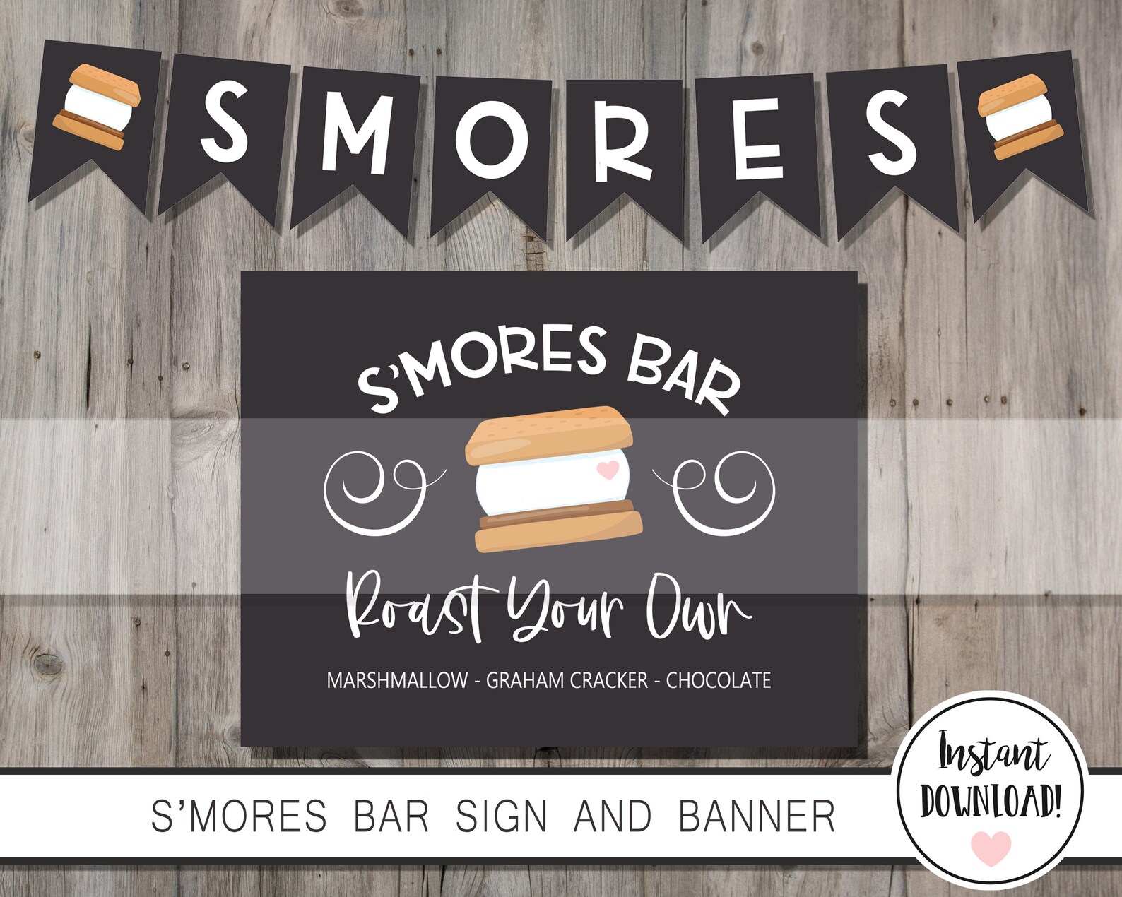 Smores Bar Sign and Banner DIGITAL DOWNLOAD | Etsy