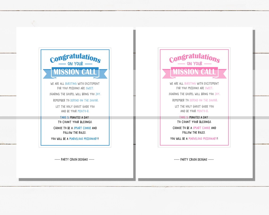 LDS Mission Call Treat Printables DIGITAL DOWNLOAD - Etsy