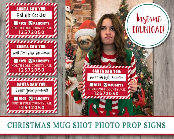 Christmas Mug Shot Photo Sign Props | Etsy