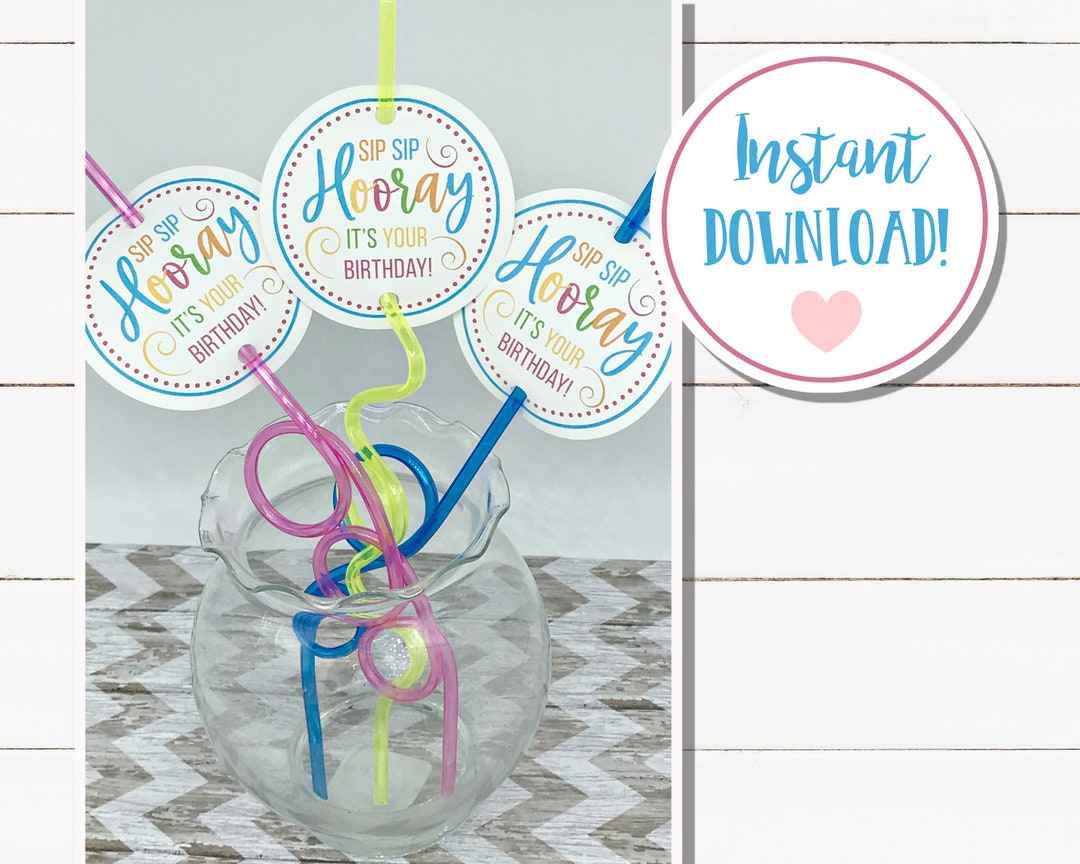 SIP SIP HOORAY Birthday Gift Tags 3" Circle - Etsy