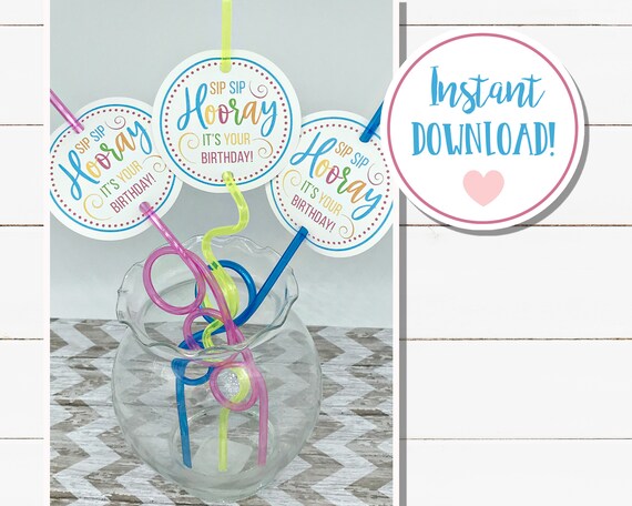 SIP SIP HOORAY Birthday Gift Tags 3 Circle - Etsy