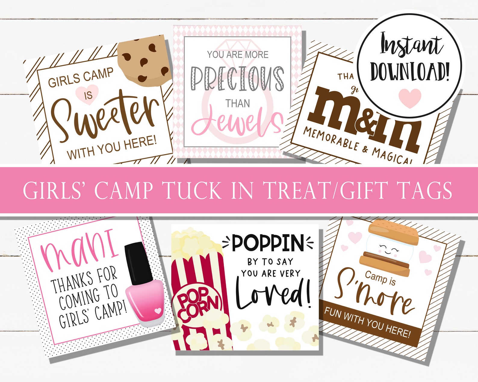 Girls' Camp Tuck in Treat/gift Tags DIGITAL DOWNLOAD - Etsy