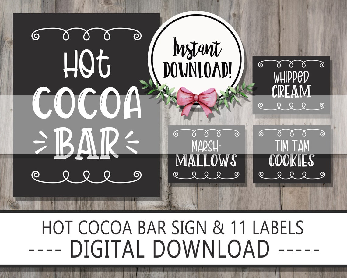 Hot Cocoa Bar Sign & Labels DIGITAL DOWNLOAD | Etsy