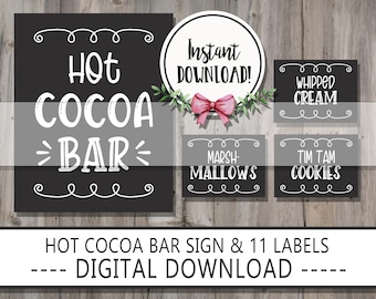 Hot Chocolate Bar Tags Labels Instant Download PDF FILES Printable ...