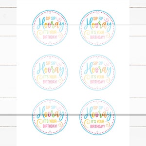 SIP SIP HOORAY Birthday Gift Tags 3" Circle - Etsy