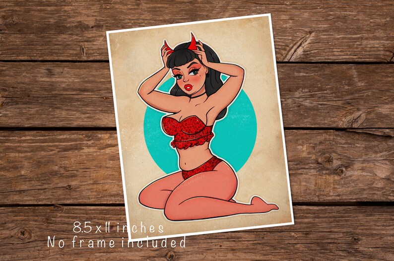 Devil Pinup Art Halloween Illustration Vintage Inspired - Etsy
